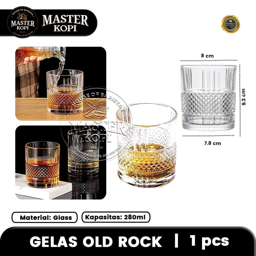 Jual Gelas Kaca Whisky 280ml Crystal Old Rock Vintage Glass Gelas Minum Mewah | Shopee Indonesia