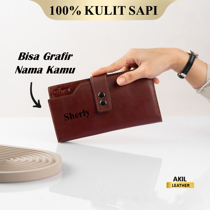 Jual Dompet Kulit Sapi Asli Wanita Panjang Premium Import Dompet Branded Alona Lunary Leather ...