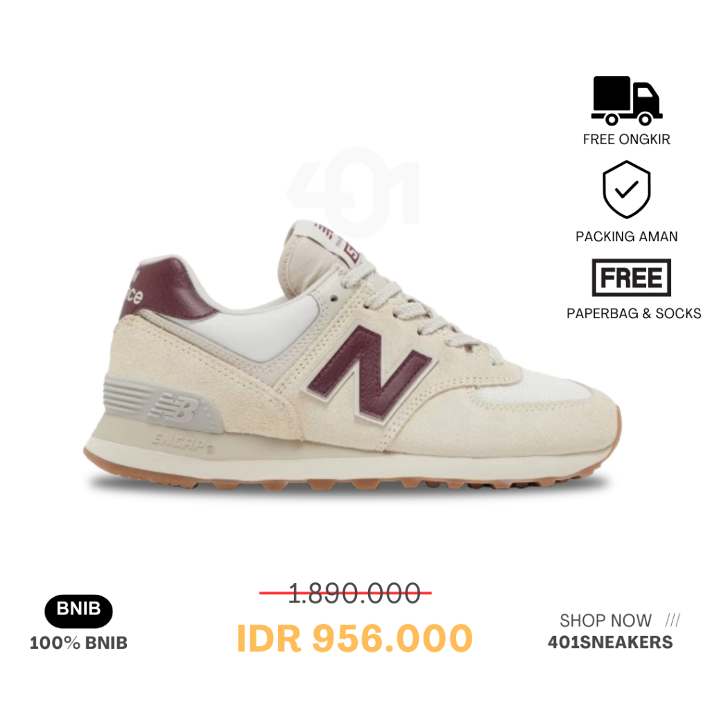 Jual Sepatu New Balance 574 Moonbeam Burgundy Authentic 100% BNIB ...