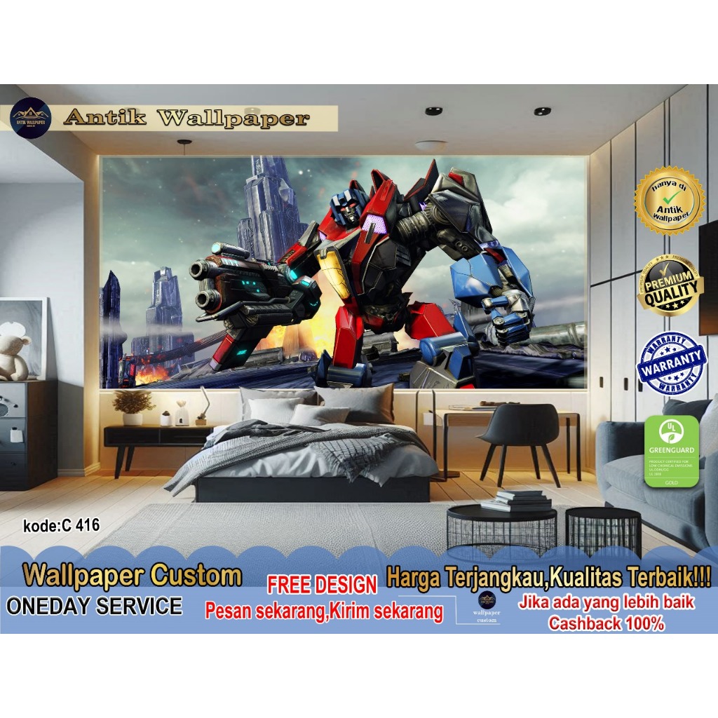 Jual Wallpaper & Wallstiker Custom 3D Tema Animasi Anak ( Transformer ...