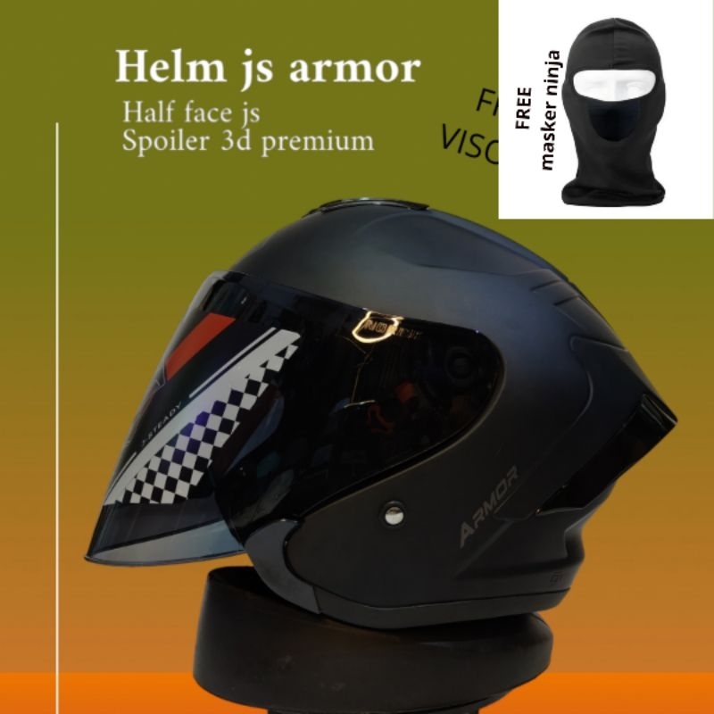 Jual helm js armor polos solid hitam doff Yakuza sni spoiler 3d premium ...