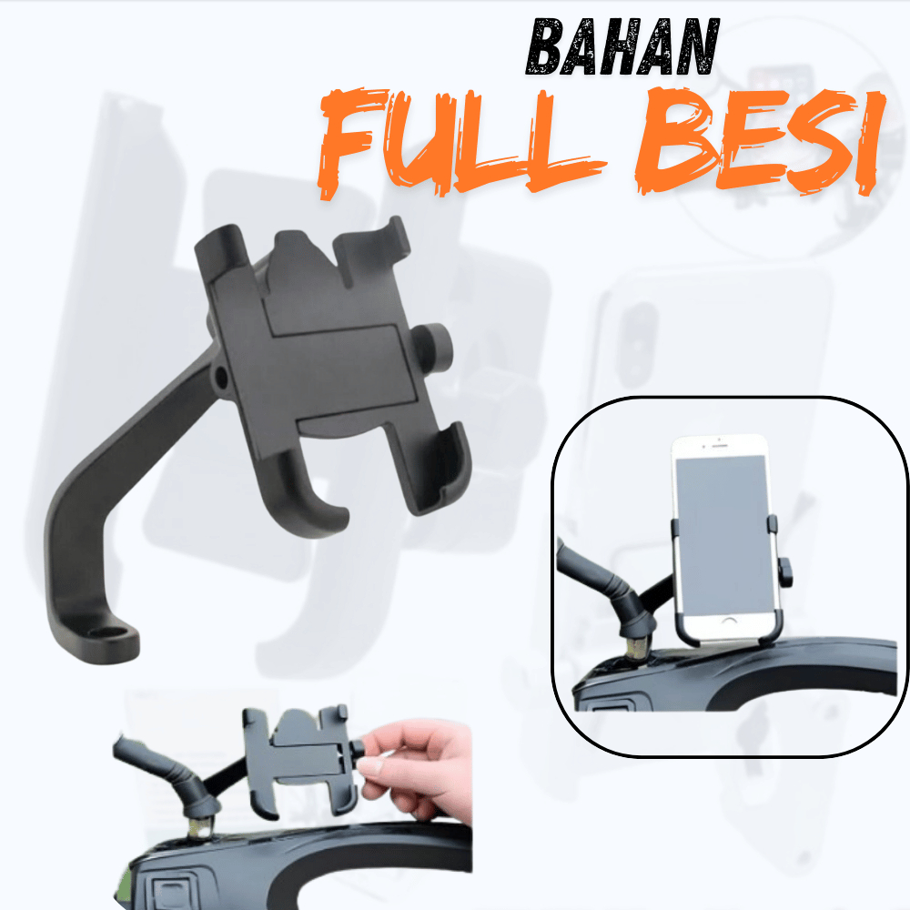 Jual holder hp motor besi di stang/phone holder hp motor beat/holder hp motor stang/tempat hp di ...