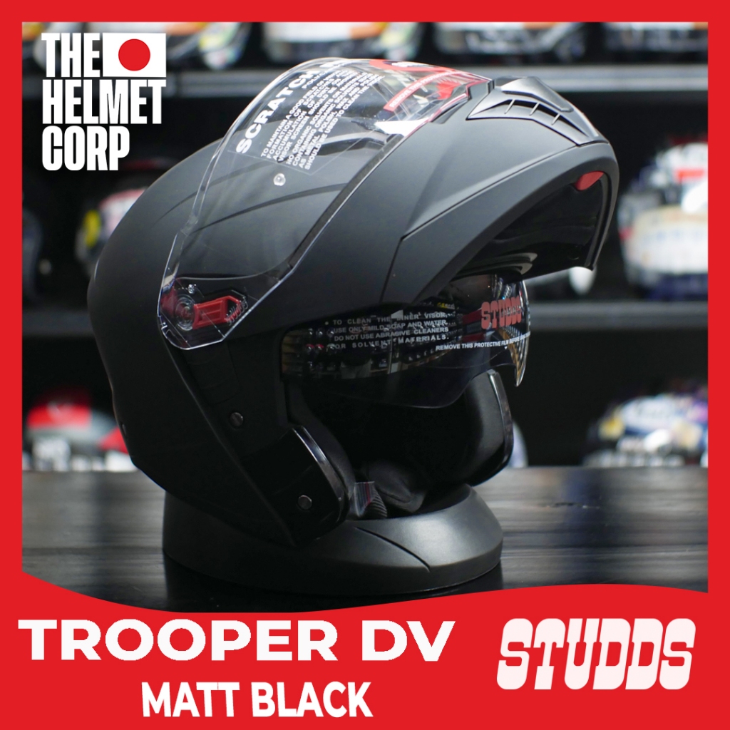 Jual STUDDS TROOPER MATTE BLACK MODULAR HELMET | Shopee Indonesia