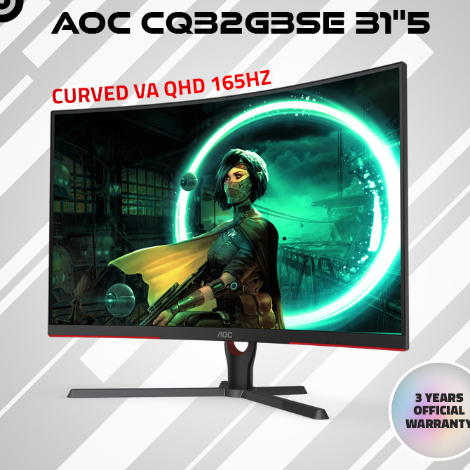 Jual AOC CQ32G3SE 31.5" Curved VA QHD 165Hz 1ms 1000R Gaming Monitor ...