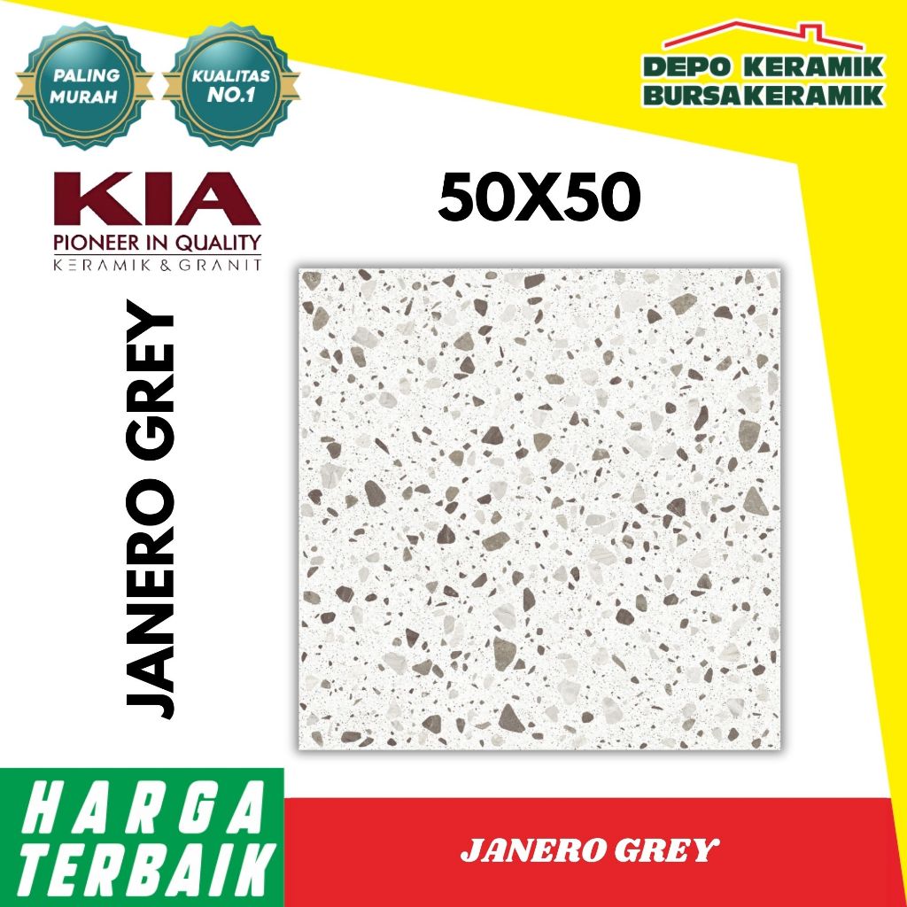 Jual KERAMIK LANTAI KIA 50X50 CM JANERO GREY | Shopee Indonesia
