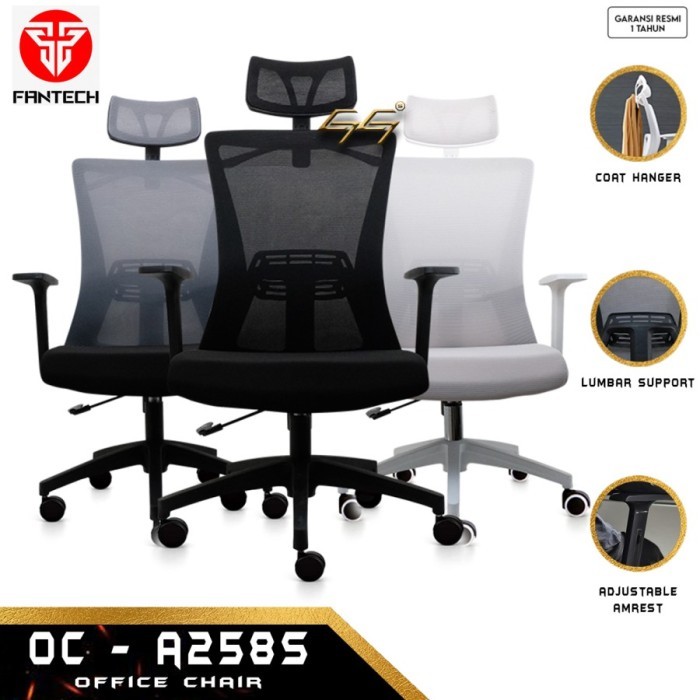 Jual Fantech OCA258s / OCA-258s Office Chair |Kursi Kantor (Black/White ...