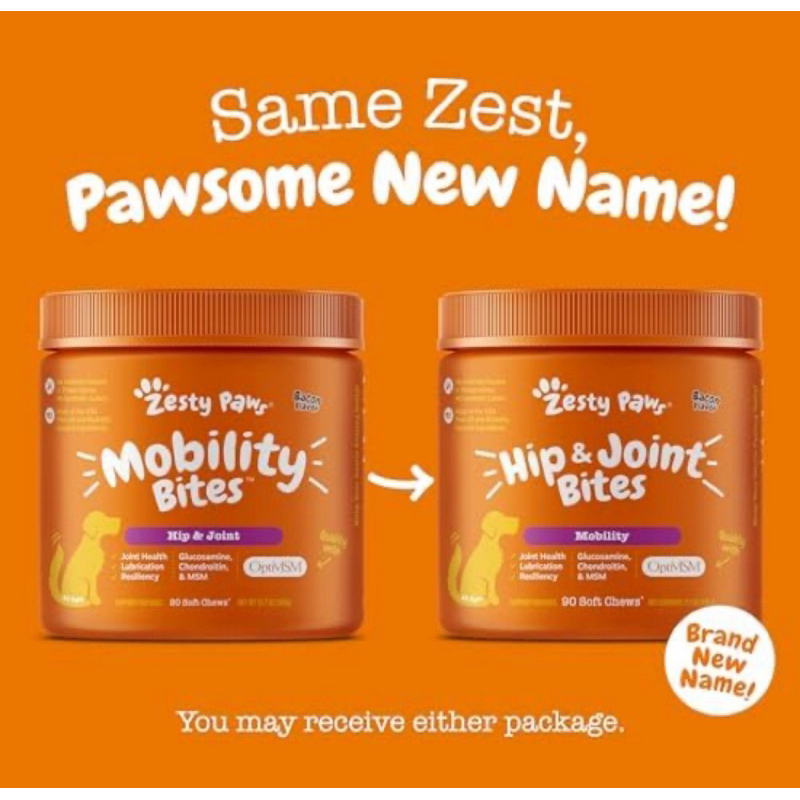 Jual Zesty Paws Hip & Joint Mobility Bites for Dogs Duck & Bacon ...