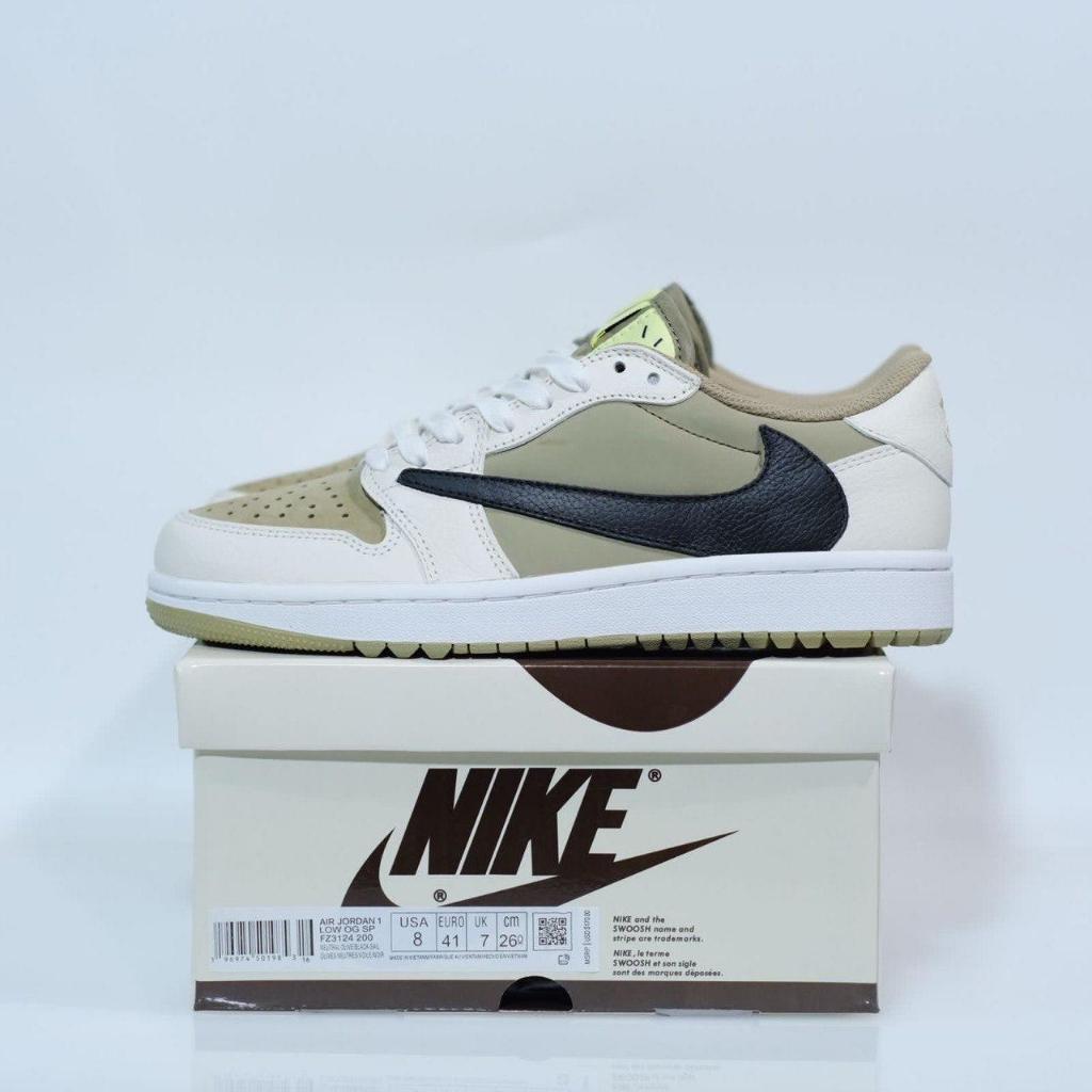Jual FZ3124-200 Jordan 1 Low Golf x Travis Scott Neutral Olive | Shopee ...