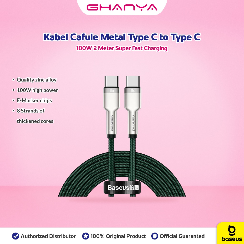 Jual Baseus Original Kabel Data Cafule Metal Type C to Type C 100W 2M 2 ...