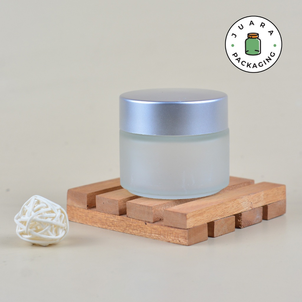 Jual Pot Krim Kaca 100ml Botol Cream Kaca Buram Frosted Tutup Silver ...