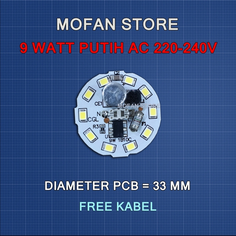 Jual Mesin Lampu 9W PCB LED PUTIH / KUNING AC 220-240V CGL 9 Watt ...