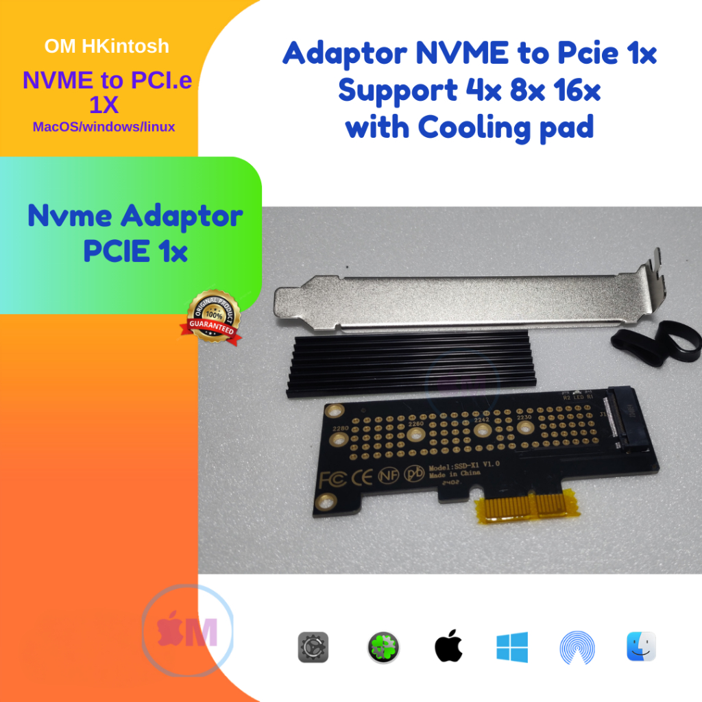 Jual Adapter ssd M.2 NVME to Pcie 1x 4x 8x 16x include heatsink dan ...