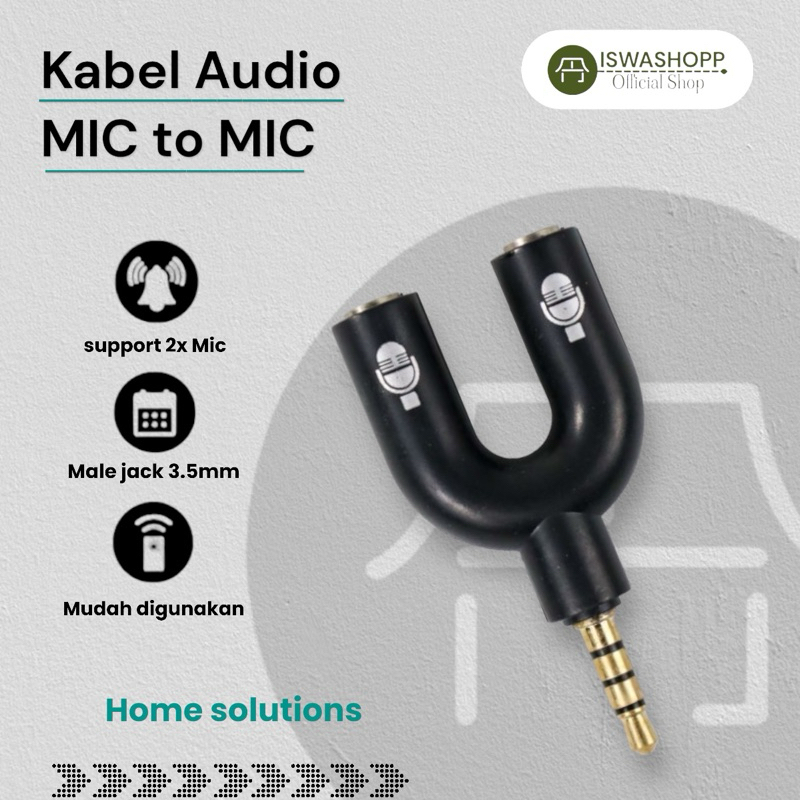 Jual Audio Splitter 2 Mic Splitter Microphone Dual Aux | MIC & MIC ...