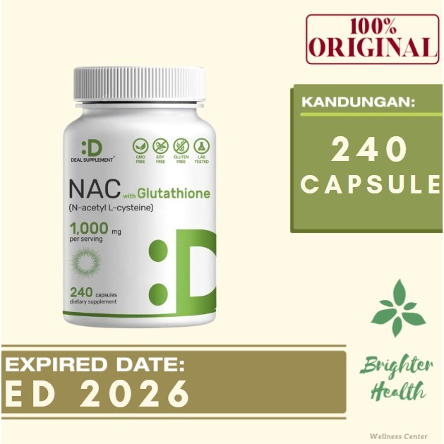 Jual Deal Supplement NAC with Glutathione 1,000mg - 240 Capsules Non ...