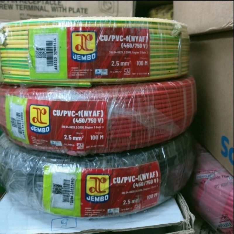 Jual KABEL NYAF 2,5MM 2,5 MM JEMBO 1X2.5MM 1X2.5 SERABUT 1 ROLL 50M Meter | Shopee Indonesia
