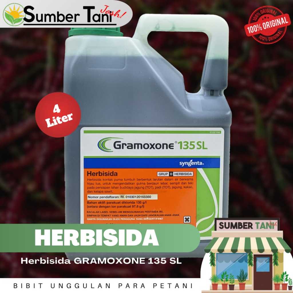 Jual Herbisida Gramoxone 135 SL Kemasan 4 Liter Obat Pembasmi Rumput ...