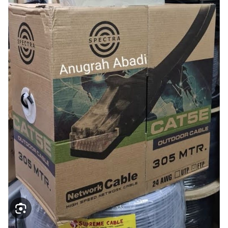 Jual Kabel data Lan Ftp Outdoor Spectra cat5 Hitam @305meter | Shopee ...