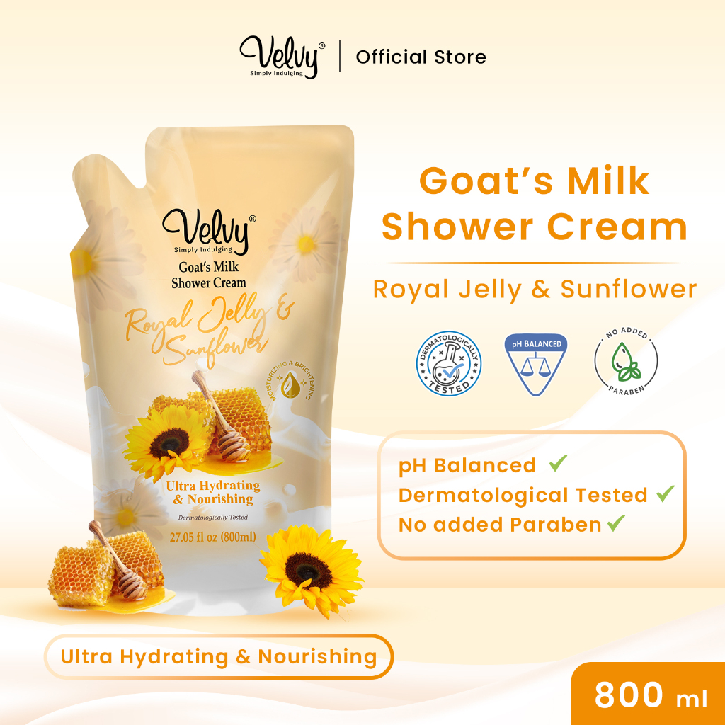 Jual Velvy Shower Cream Royal Jelly & Sunflower - 800ml | Shopee Indonesia