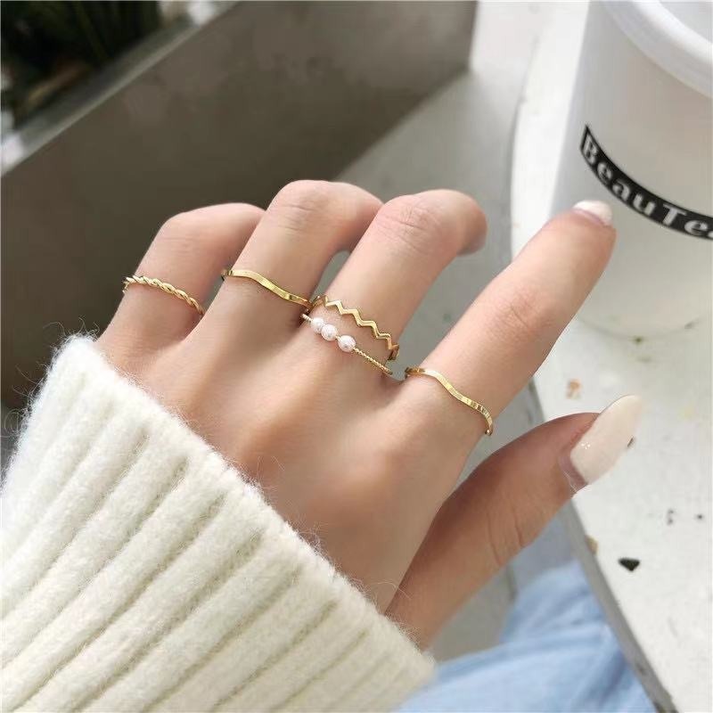 Jual Cincin Wanita 5pcs Set Fashion Korea INV2 | Shopee Indonesia