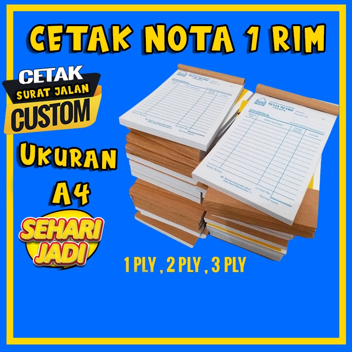 Jual Cetak Nota Custom Ukuran A4 gratis desain 1 RIM | Shopee Indonesia