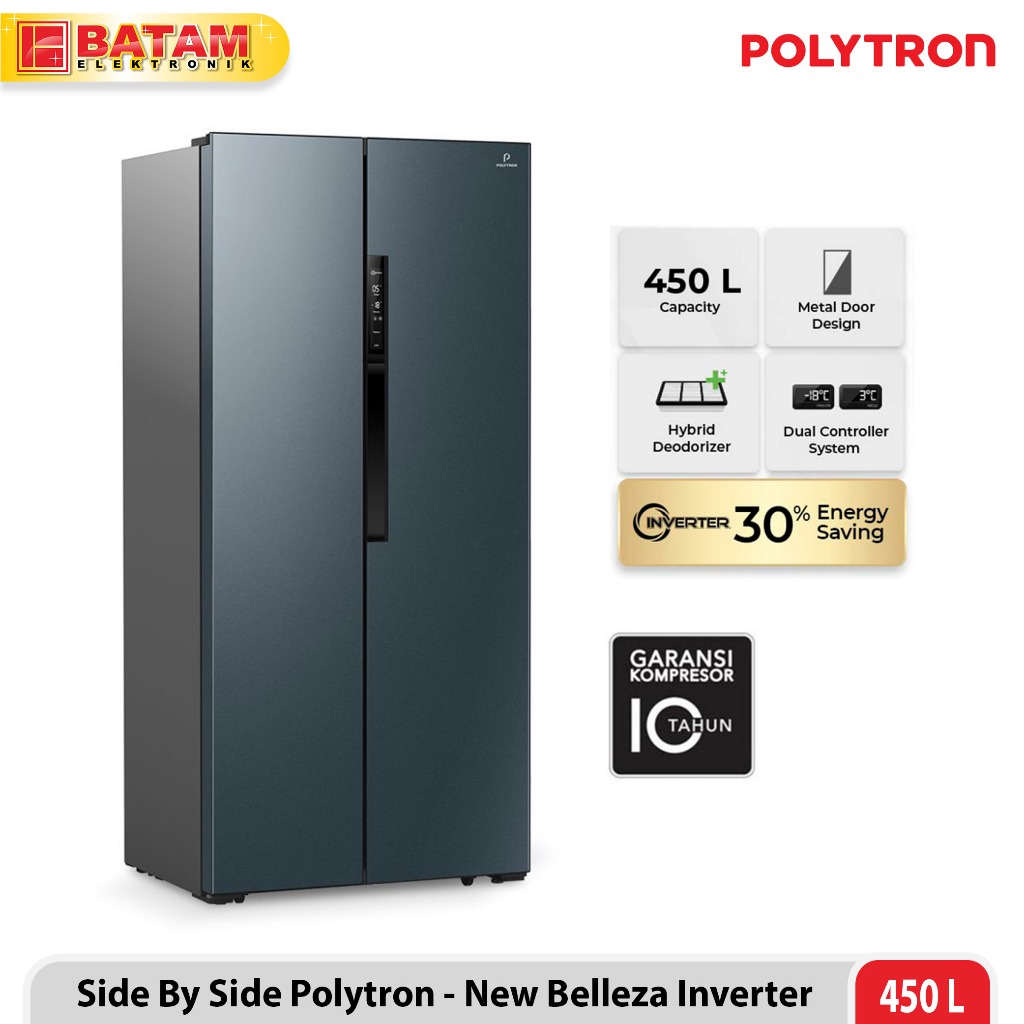Jual POLYTRON Kulkas Side By Side 2 Pintu New Belleza Inverter 450 ...