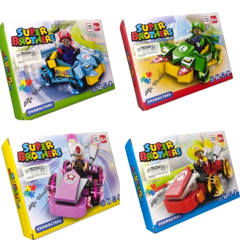 Jual Mainan Anak Super Brother Mario Bros Go Car Block Brick DIY ...