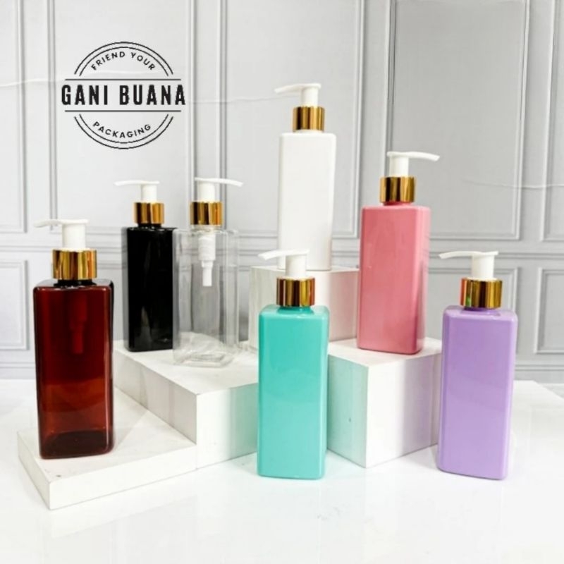 Jual BOTOL PUMP 250ML KOTAK TUTUP PUMP LOTION GOLD/BOTOL PUMP 250ML PET | Shopee Indonesia
