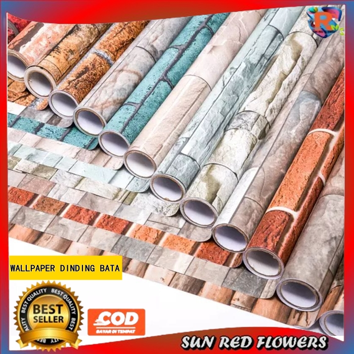Jual WALLPAPER DINDING MOTIF BATA ABU 45CM X 1M WALLSTICKER DINDING ...