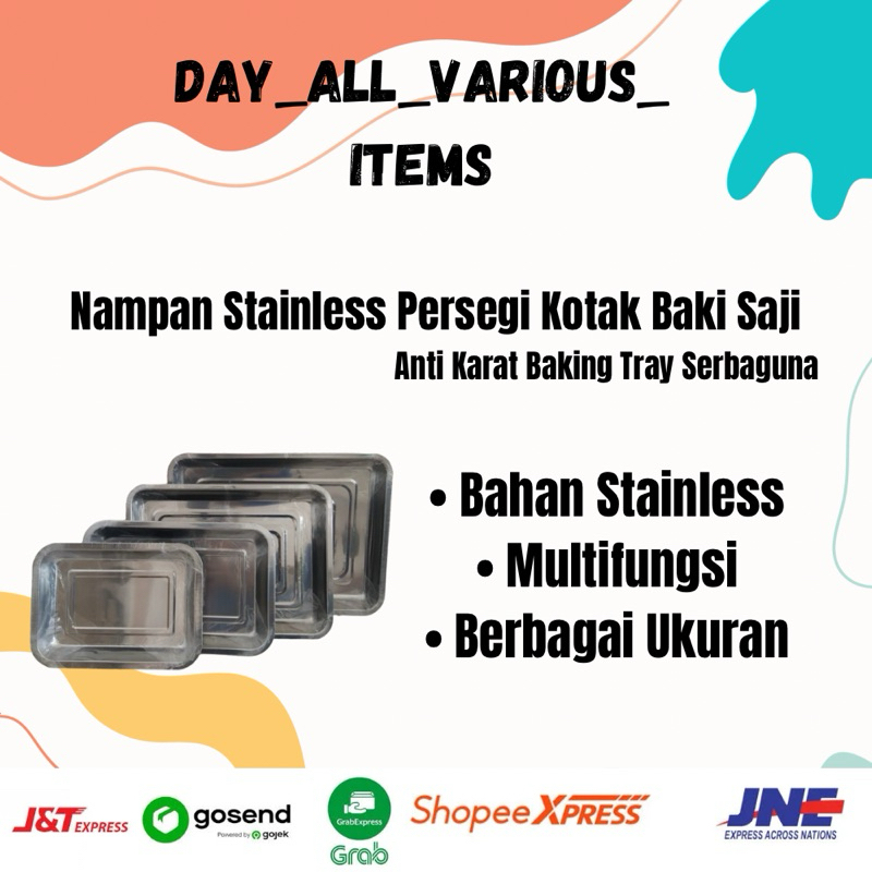 Jual Nampan Stainless Persegi Kotak Baki Tempat Saji Makanan Anti Karat ...