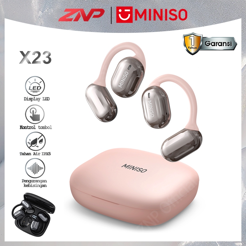 Jual ZNP X MINISO X23 Open Ear Headset Bluetooth 5.4 OWS Sport Wireless ...