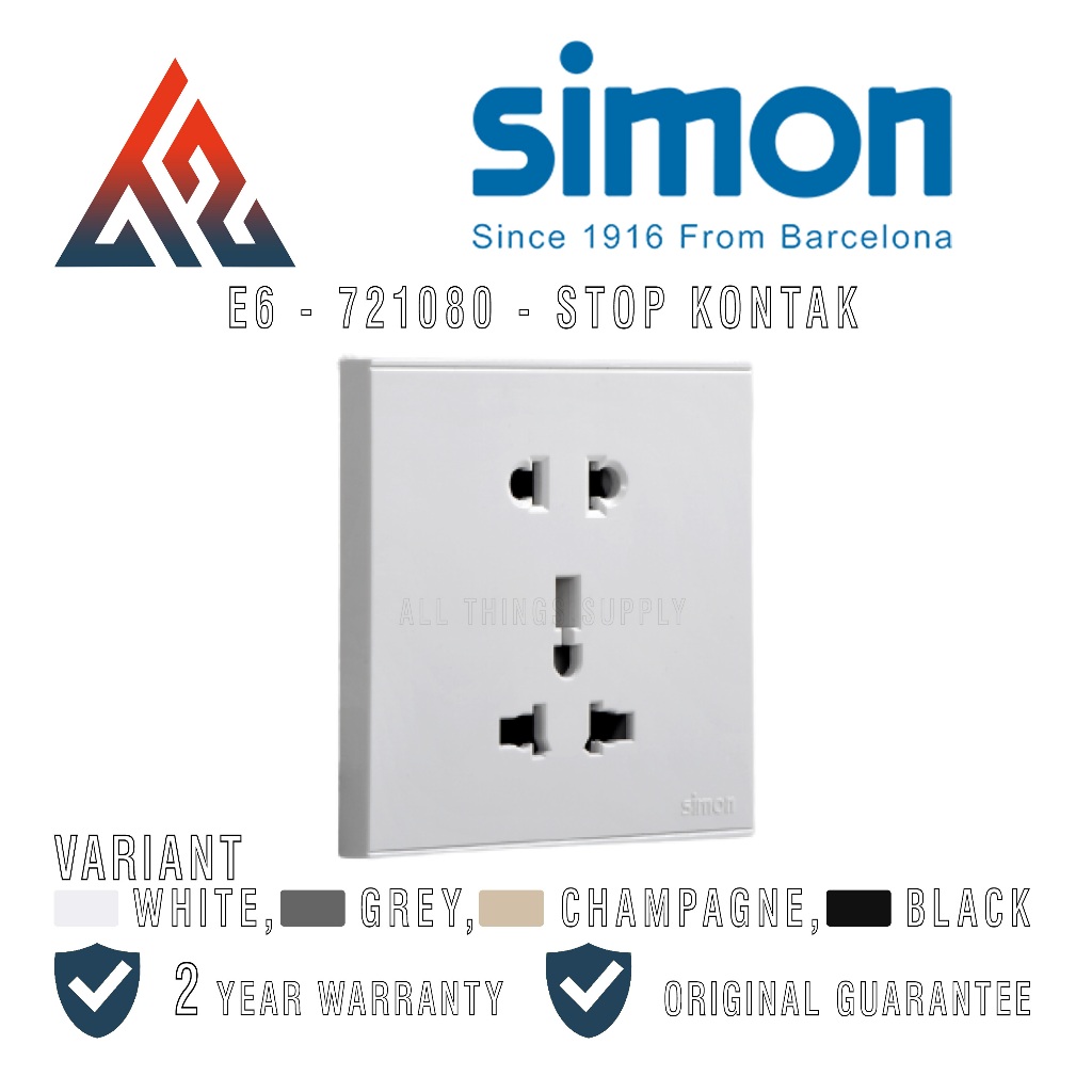 Jual Simon E6 Stop Kontak Universal + 2 Pin Socket 10A - 721080 ...