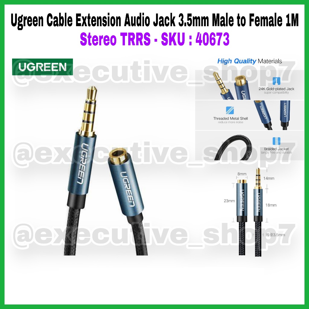 Jual Ugreen Cable Extension Audio Jack 3.5mm Male to Female 1M - Stereo ...