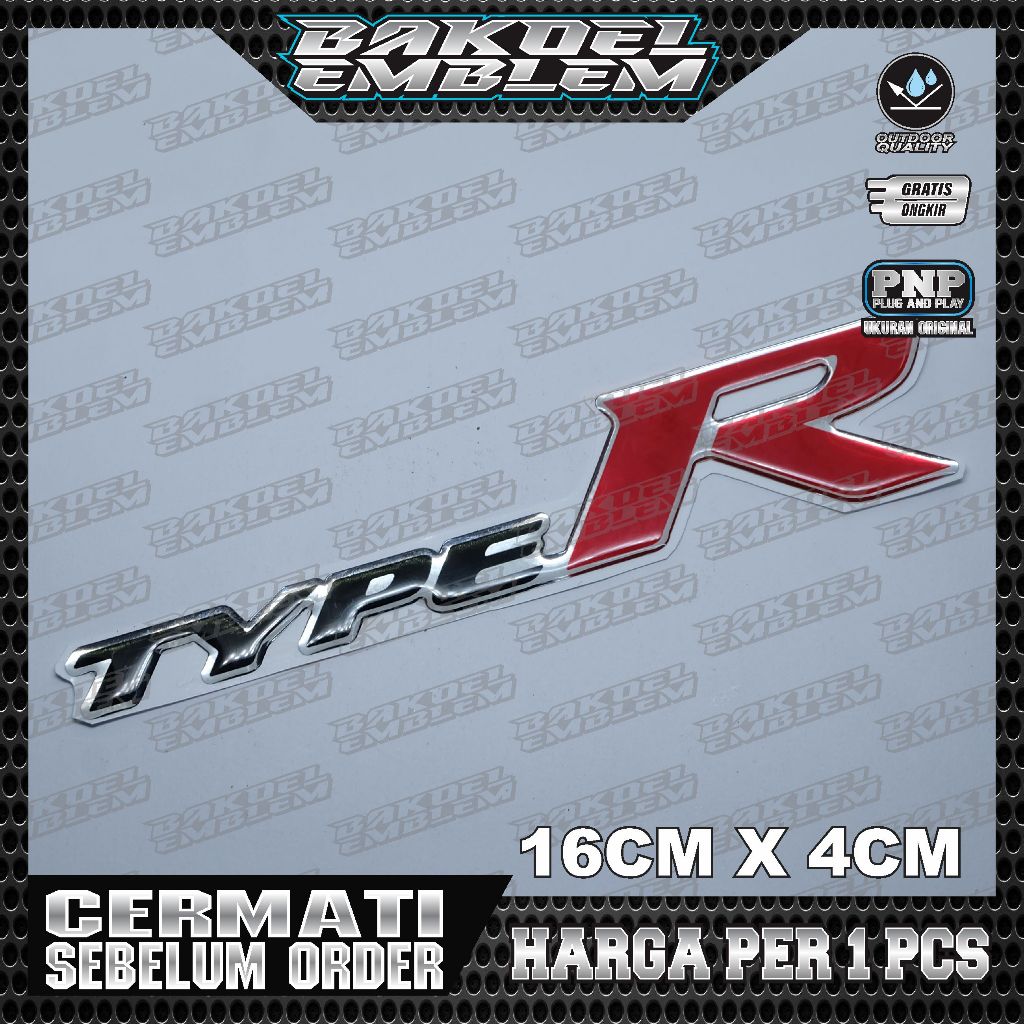 Jual EMBLEM TIMBUL TYPE R, EMBLEM TYPE R | Shopee Indonesia