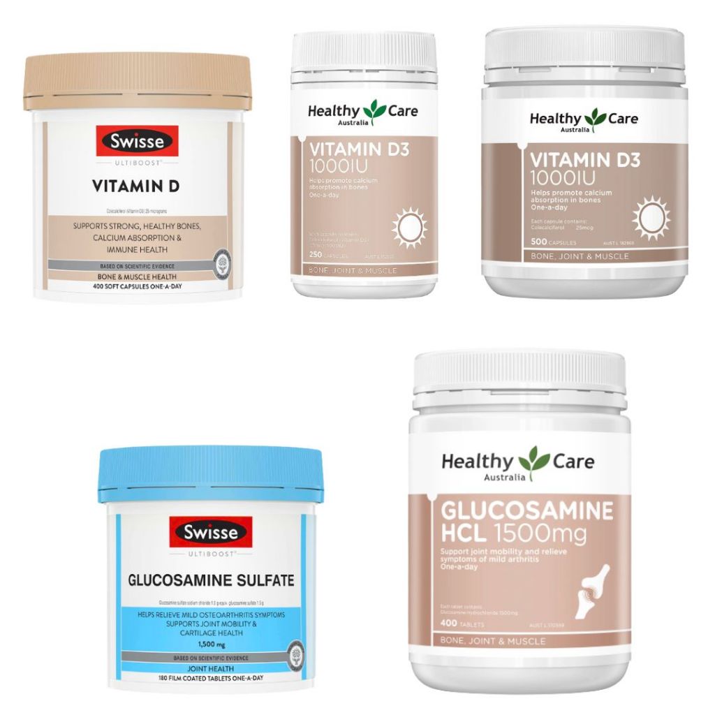 Jual HEALTHY CARE Vitamin D3 1000 iu 250 500 Glucosamine 1500mg 400 ...