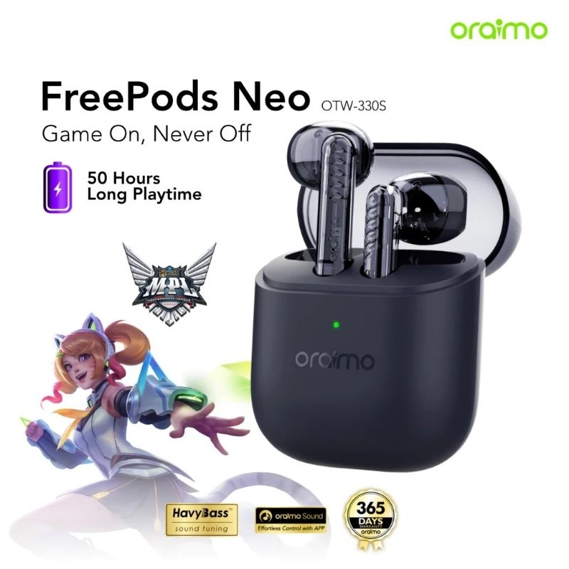 Jual Oraimo Freepods Neo MPL Edition TWS Gaming ENC Waterproof IPX4 OTW ...