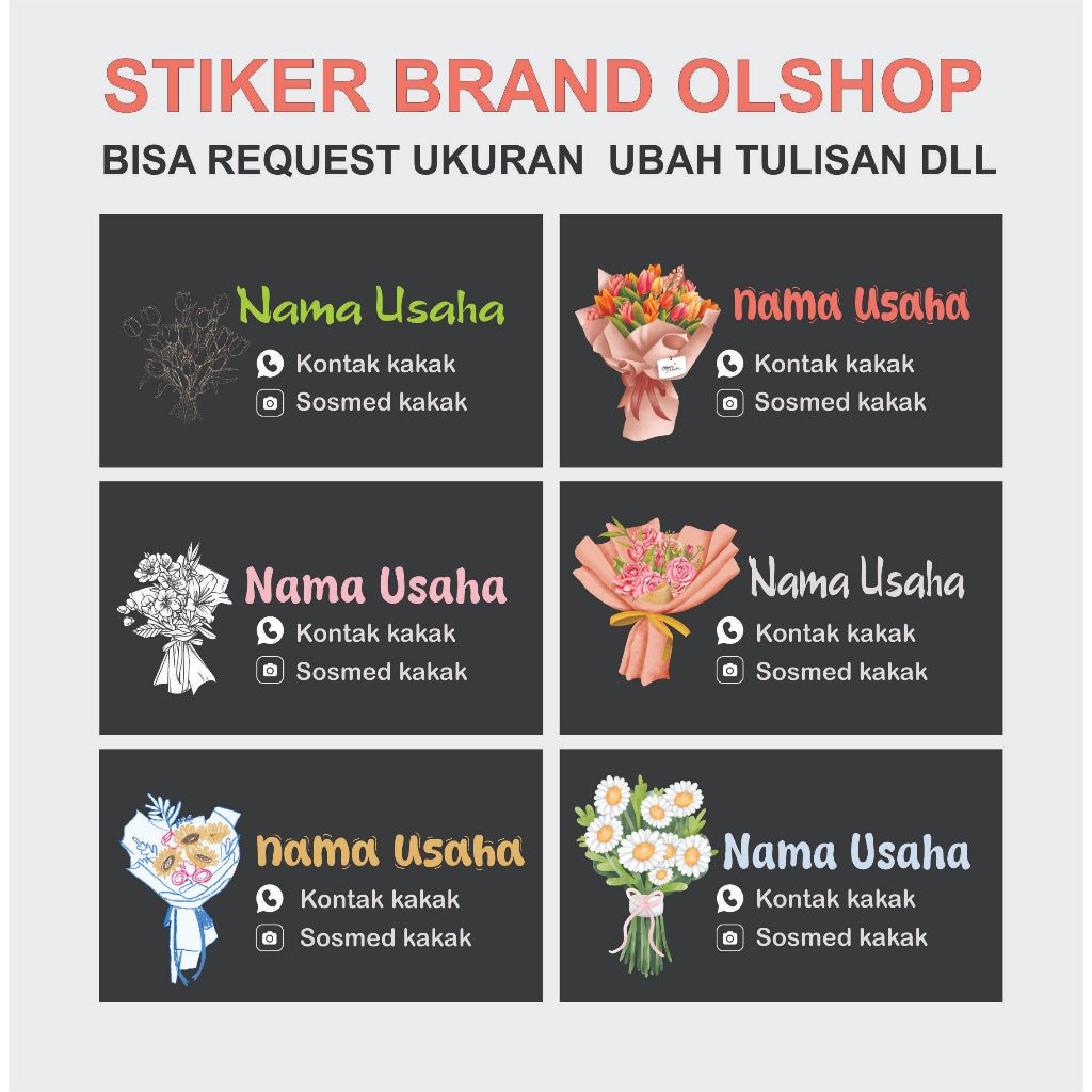 Jual Sticker Label Bouquet Bunga | Stiker Buket Bunga | Label Bouquet ...