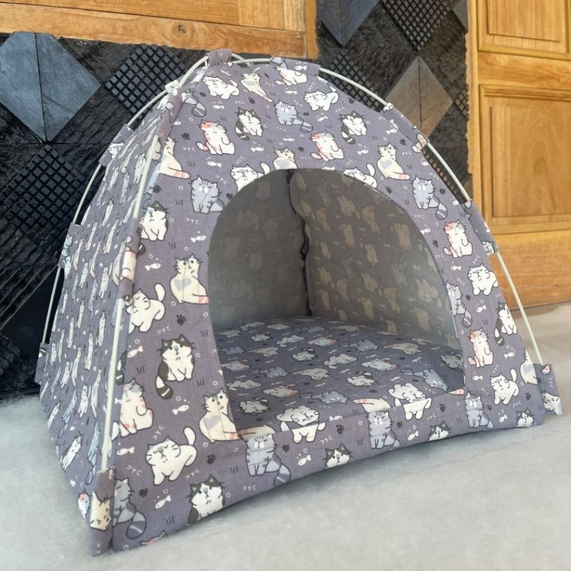 Jual kandang kucing tenda tempat tidur kucing bonus bantal bahan kanvas ...