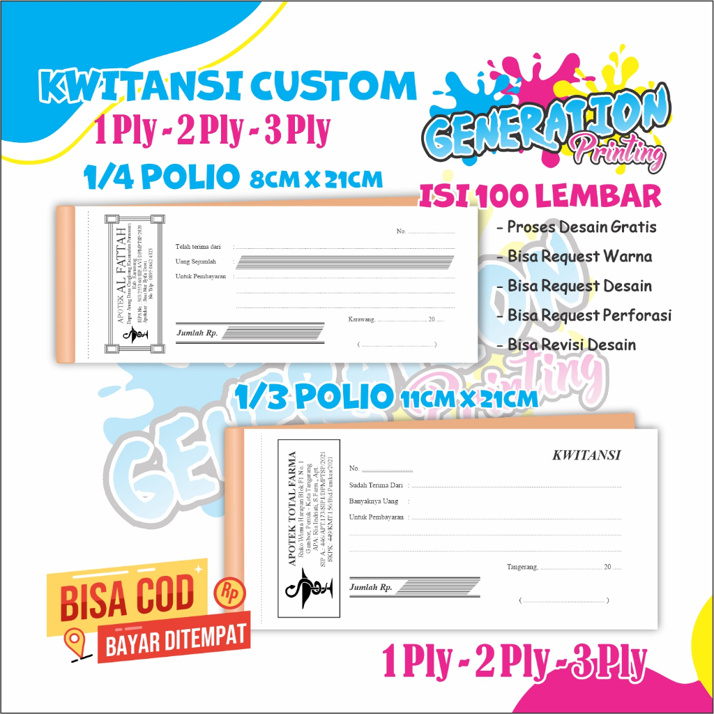 Jual KWITANSI CUSTOM FREE DESAIN BERBAGAI PILIHAN USAHA PROSES CEPAT 1 ...