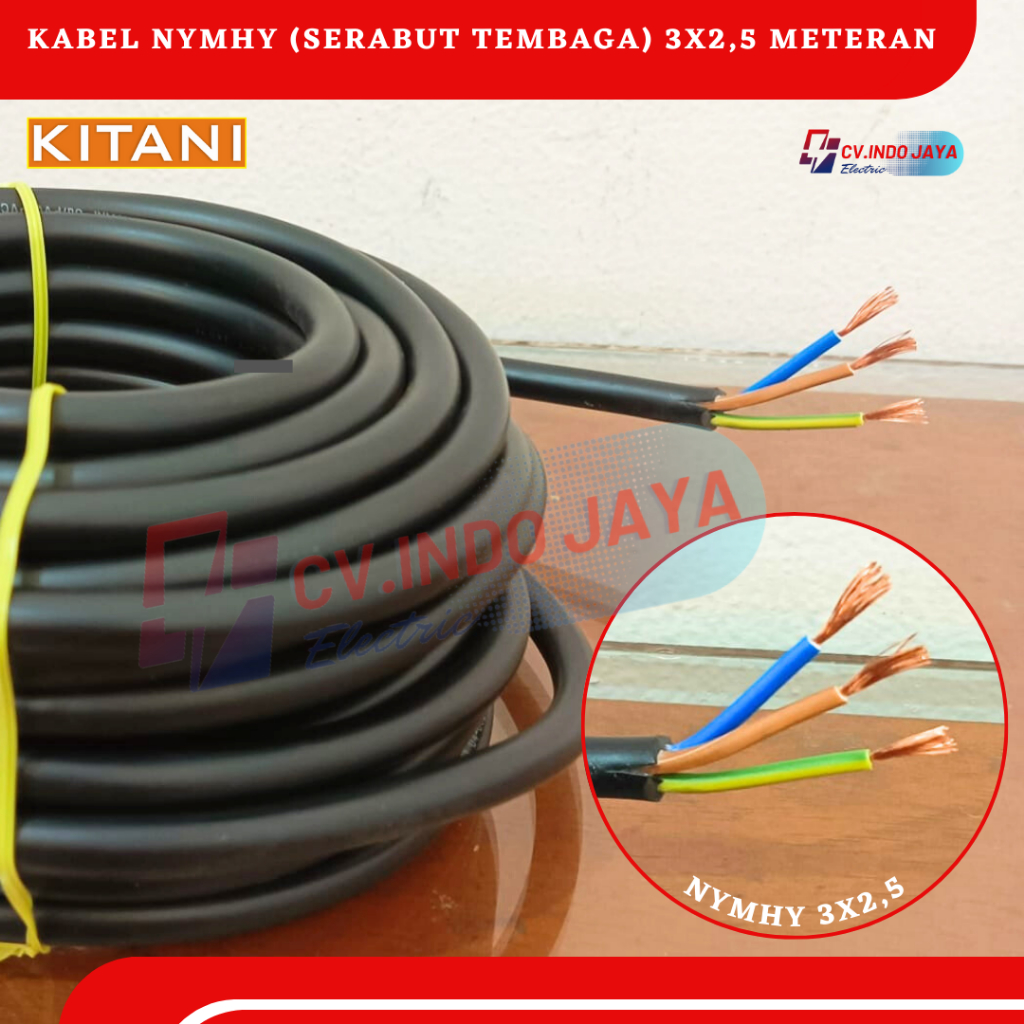 Jual Kabel NYMHY 3x2,5 mm KITANI Serabut Tembaga Dijual Permeter Konduktor Tembaga Murni ...
