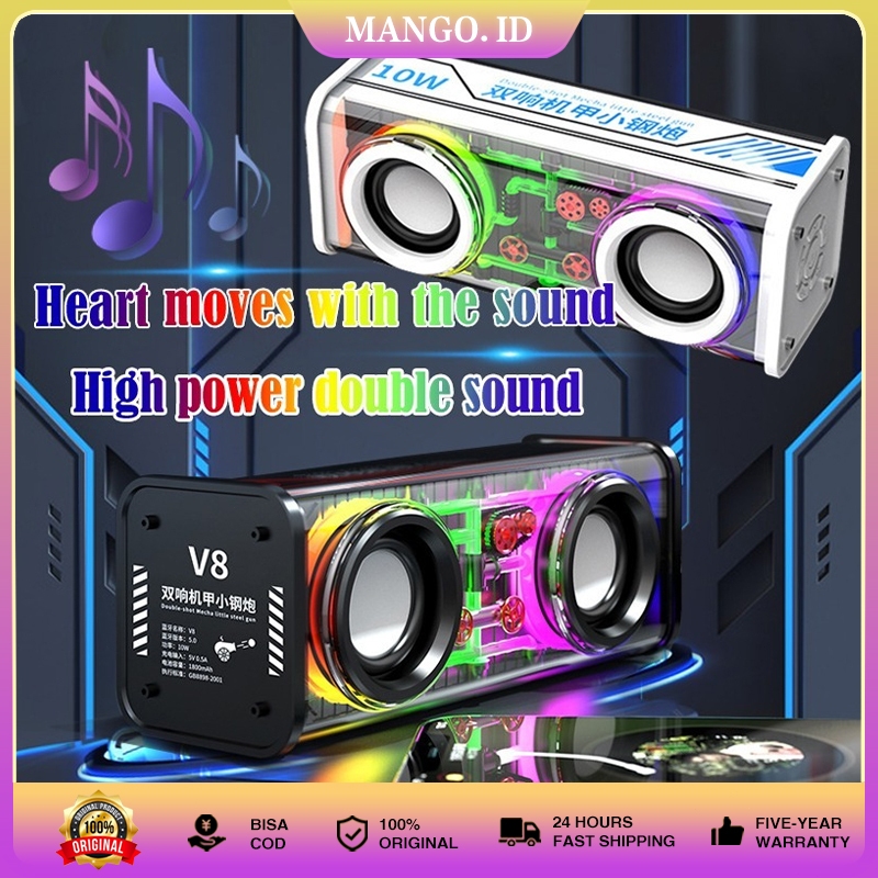 Jual speaker bluetooth subwoofer meriam baja kecil transparan audio portabel nirkabel 13w mecha ...