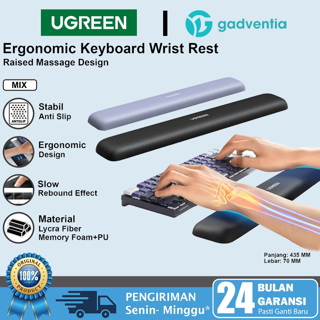 Jual UGREEN Ergonomic Keyboard Arm Rest Memory Foam Wrist Rest Bantalan ...