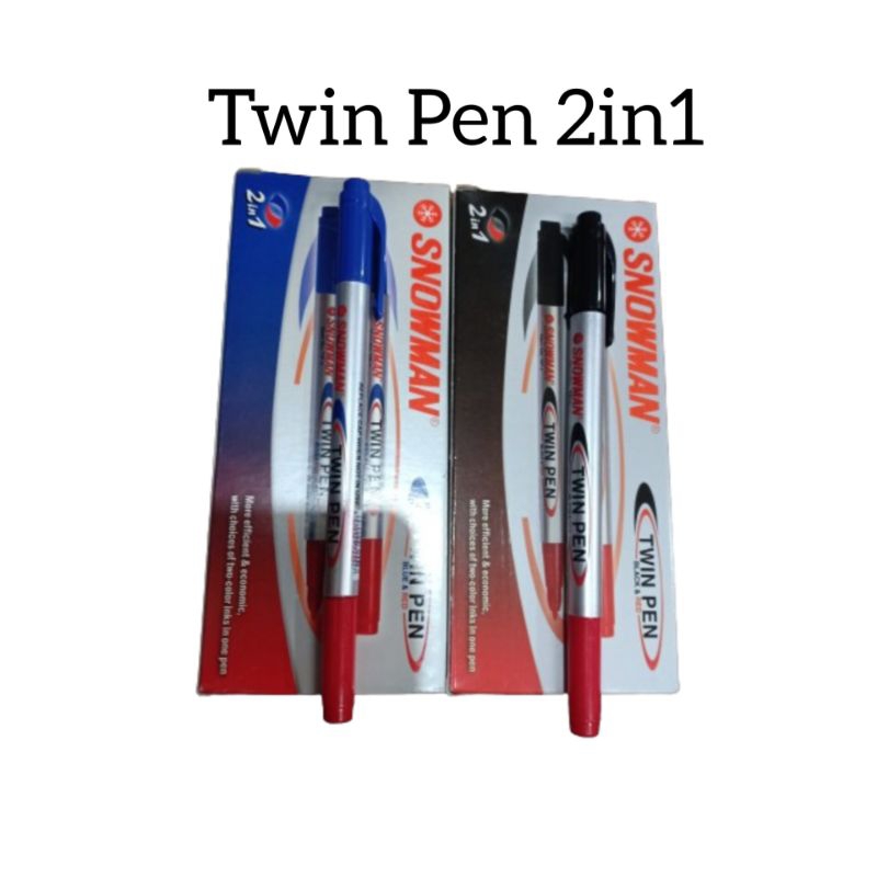 Jual Spidol Twin Pen Snowman Hitam Merah / Biru Merah(12Pcs) | Shopee ...