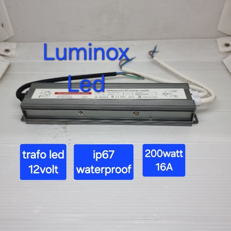 Jual trafo led outdoor 12v 200 watt 200w / driver led waterproof 12volt ...