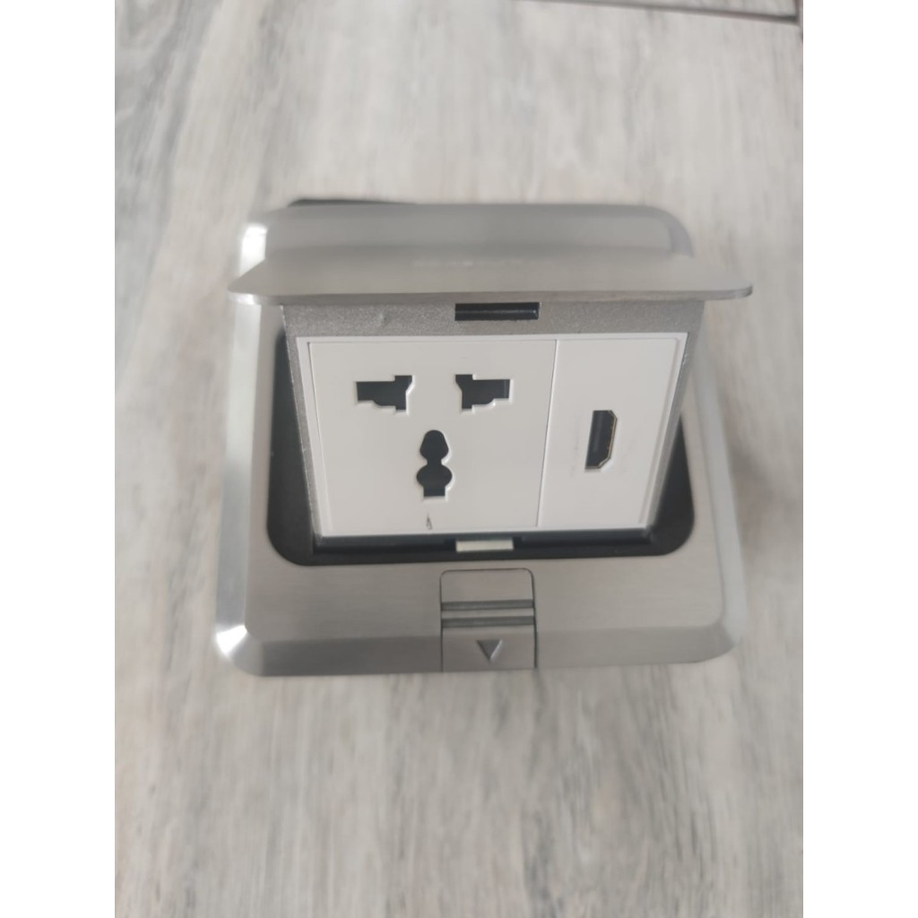 Jual Stop Kontak Lantai/Meja Tanam/Floor socket EU+2PIN | Shopee Indonesia