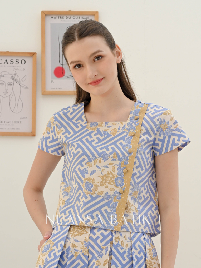 Jual Nuansa Batik Blouse Batik Model Crop Lengan Pendek Bahan Katun ...