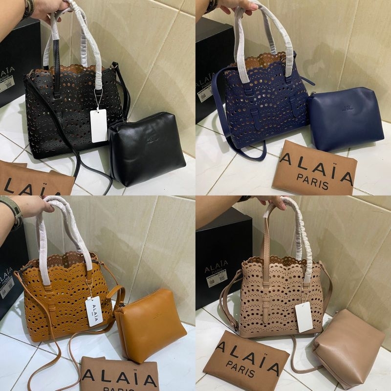 Jual ALAIA MINA MINI TOTE SET POUCH & BOX | Shopee Indonesia
