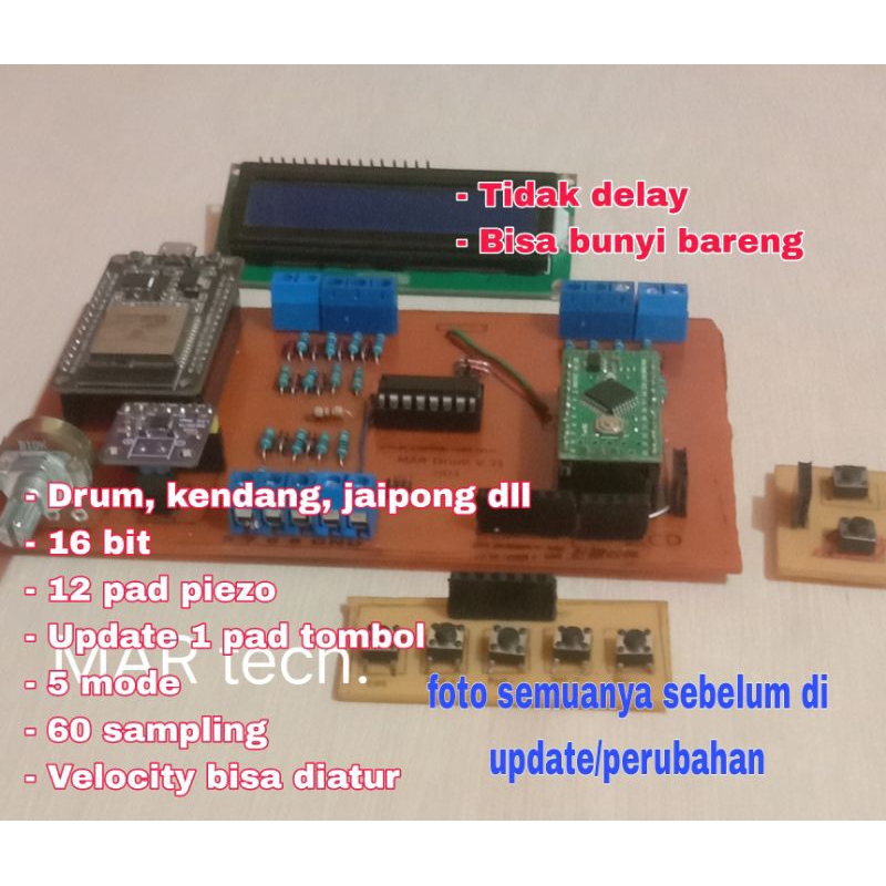 Jual Modul drum elektrik 12 pad 5 mode tanpa sd card. Bisa custom ...