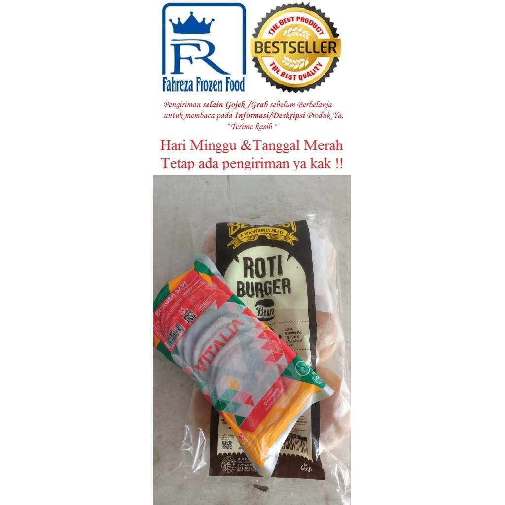 Jual Paket Roti Burger Besar Bernardi + Vitalia Burger Sapi 250 Gram ...