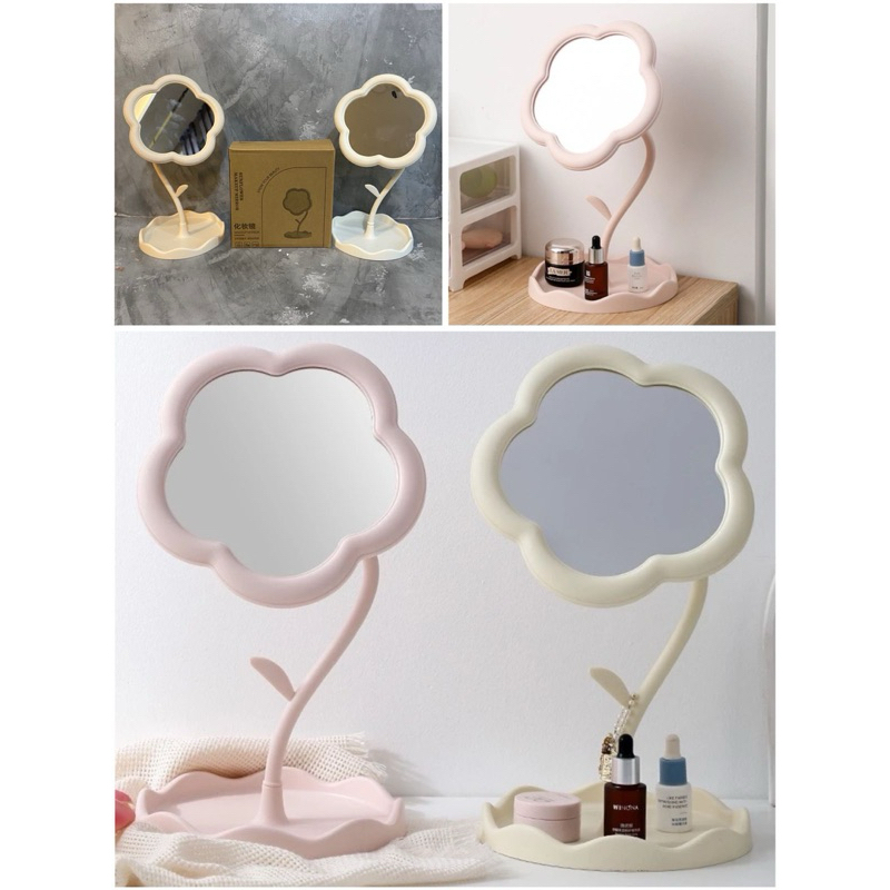 Jual Cermin Aesthetic Stand Mirorr Flower Kaca Meja Rias / Cermin Bunga ...