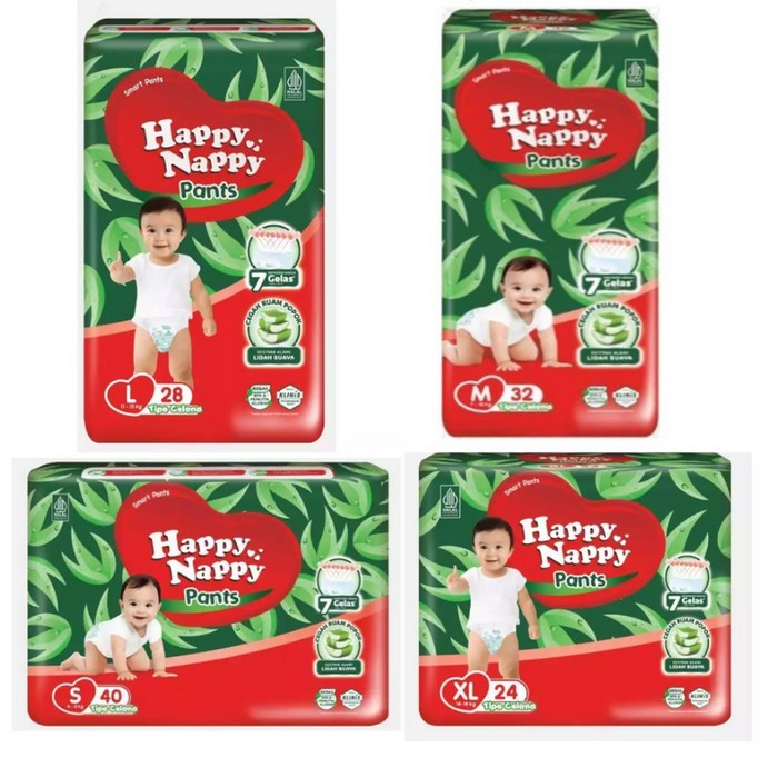Jual Happy Nappy Smart Pants S40/M32/L28/XL24/S60/M54/L48/XL44/XXL36 ...